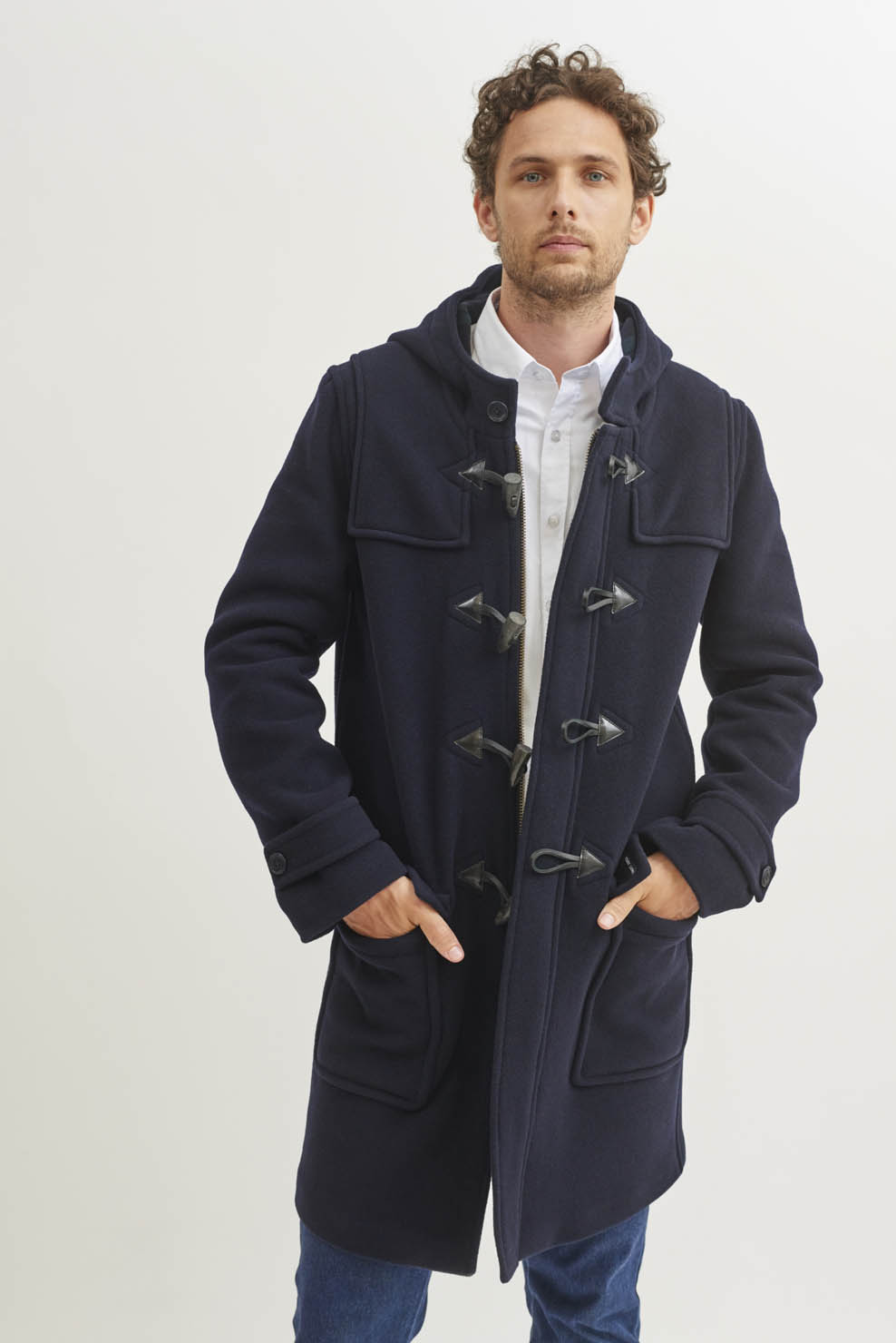 ANTARCTIQUE II Duffle-coat en drap de laine zippé avec brandebourgs en ...