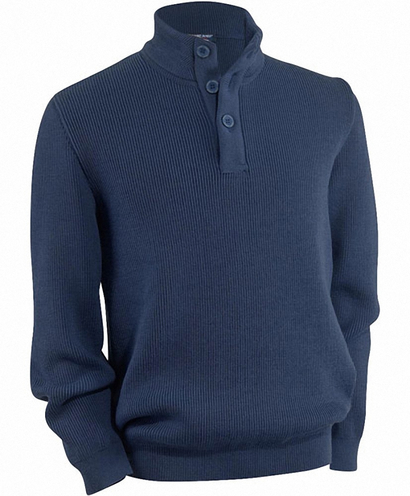 BOURBOULE Pull col montant boutonné en maille de laine à motifs ...